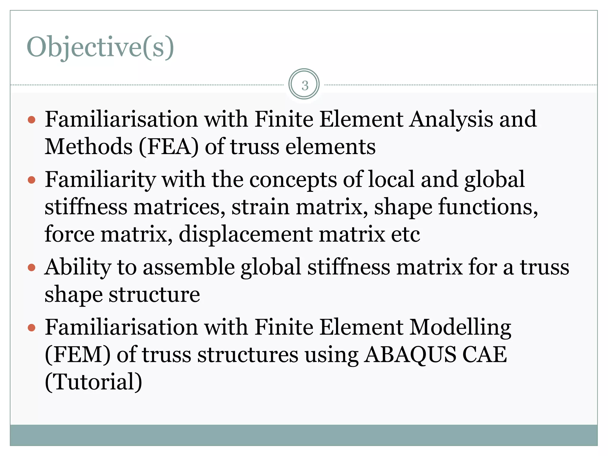 Finite Element Analysis of Truss Structures | PPTX