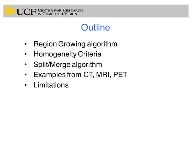 Lec8: Medical Image Segmentation (II) (Region Growing/Merging) | PPT