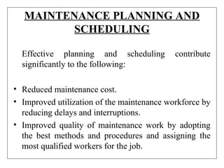Lec8 maintenance planning and scheduling1 | PPT | Business | Business ...