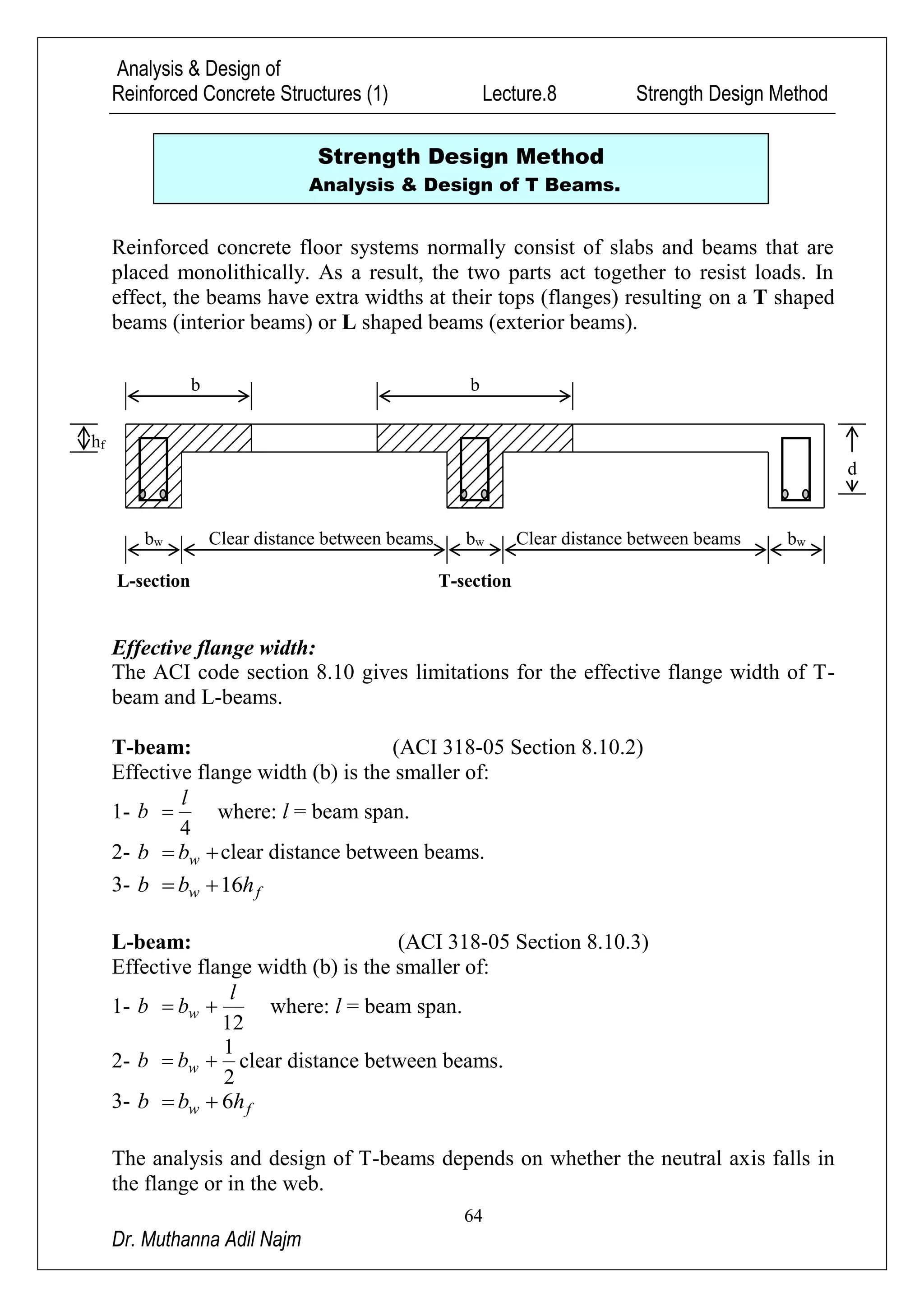 Lec.8 strength design method t beams | PDF