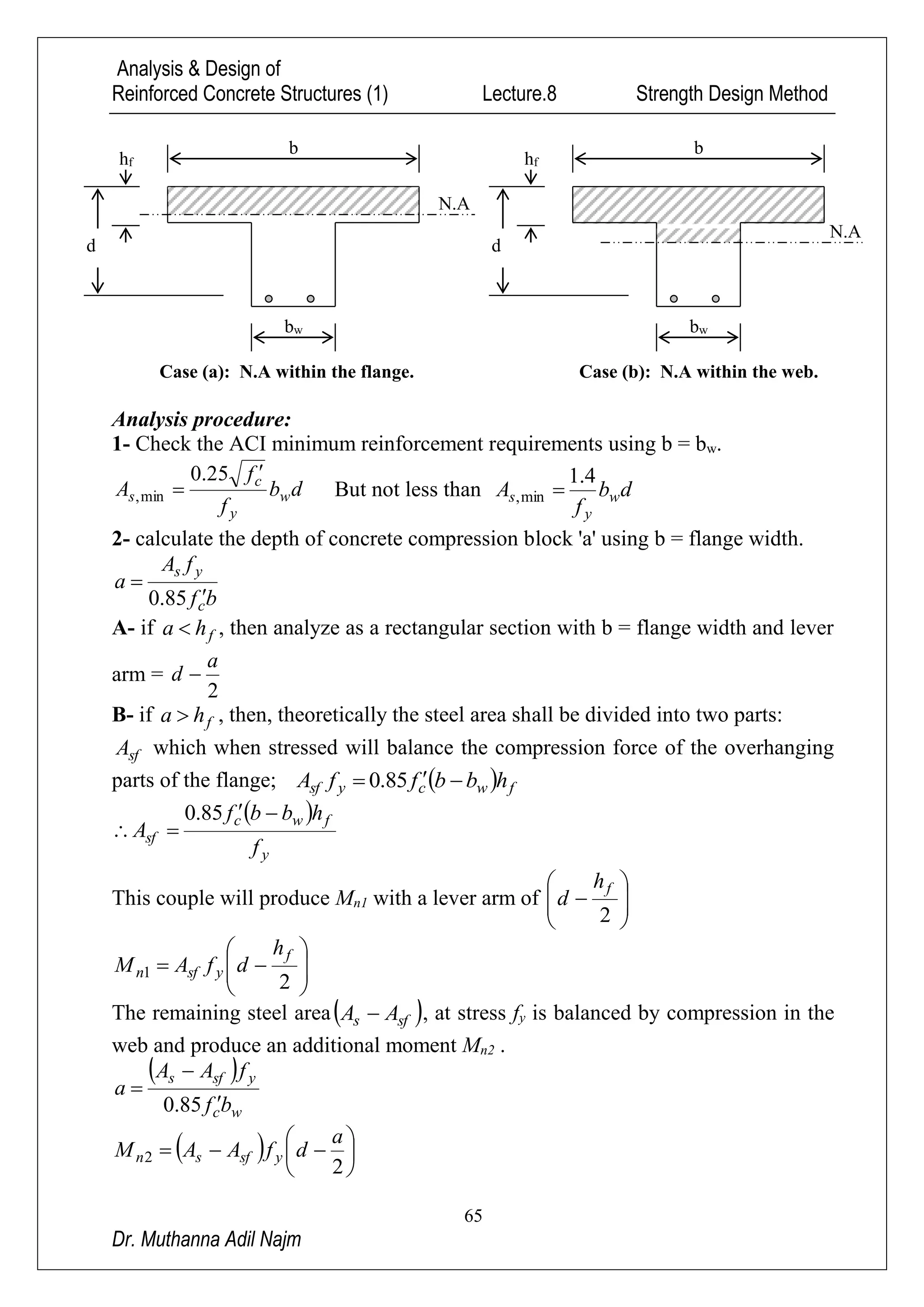 Lec.8 strength design method t beams | PDF