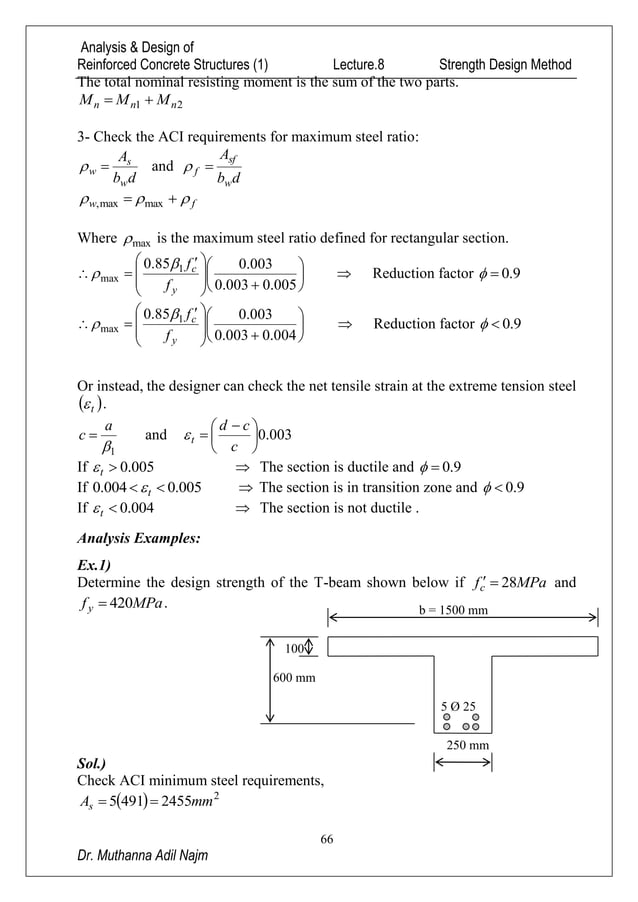 Lec.8 strength design method t beams | PDF