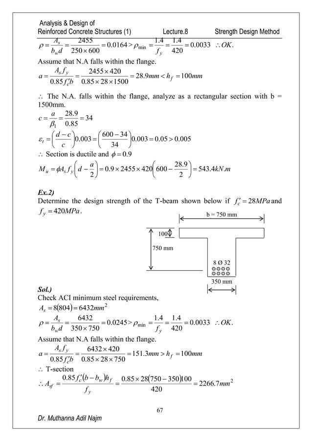 Lec.8 strength design method t beams | PDF