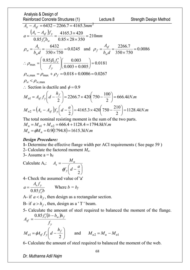 Lec.8 strength design method t beams | PDF