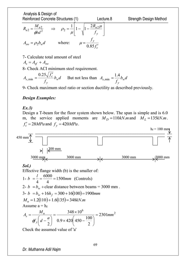 Lec.8 strength design method t beams | PDF