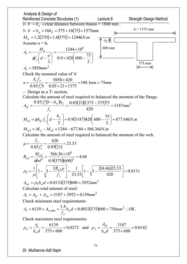 Lec.8 strength design method t beams | PDF