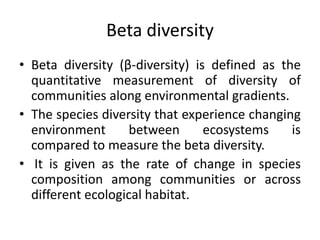Alpha ,Beta ,gama diversity | PPTX