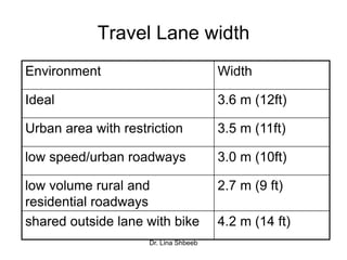 Lec 08 Cross Section (Transportation Engineering Dr.Lina Shbeeb) | PDF