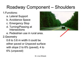 Lec 08 Cross Section (Transportation Engineering Dr.Lina Shbeeb) | PDF