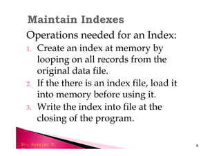 CS215 - Lec 9 indexing and reclaiming space in files | PDF