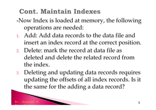 CS215 - Lec 9 indexing and reclaiming space in files | PPT