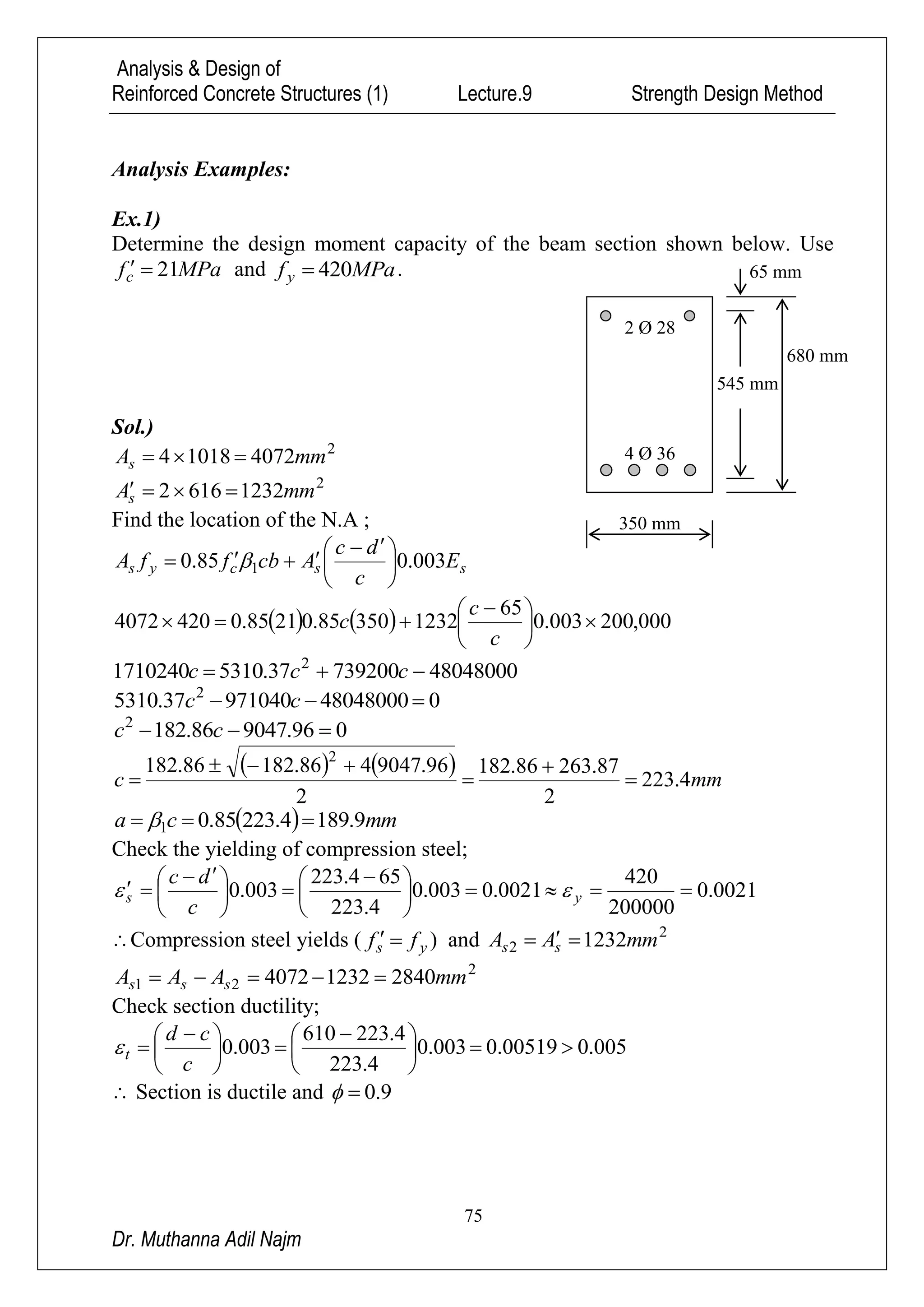 Lec.9 strength design method doubly reinforced beams | PDF