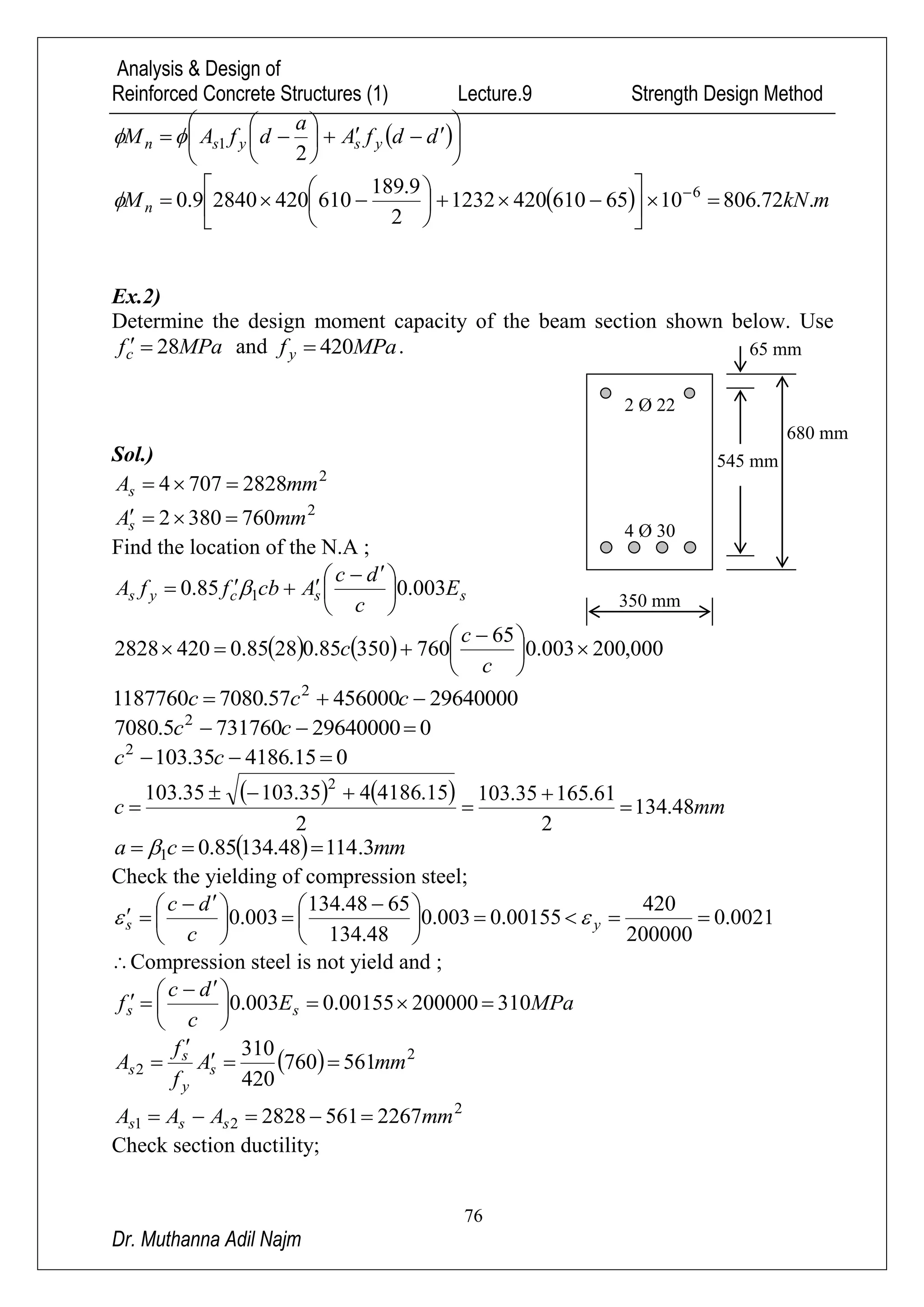Lec.9 strength design method doubly reinforced beams | PDF
