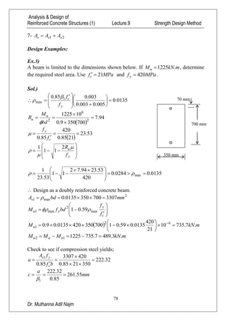 Lec.9 strength design method doubly reinforced beams | PDF