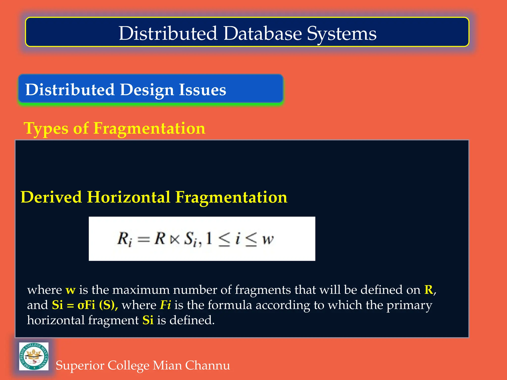 Distributed Database Systems Types Of Fragmentation Ipptx Databases