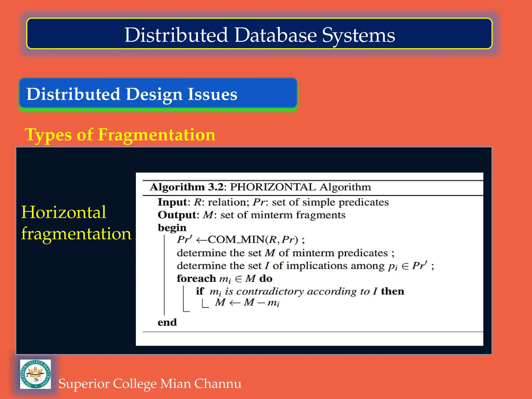 Distributed Database Systems Types Of Fragmentation I Pptx