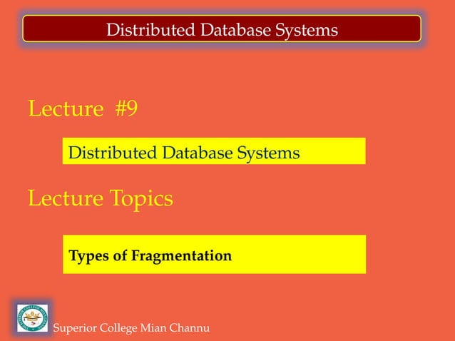 Distributed Database Systems Types Of Fragmentation Ipptx Databases