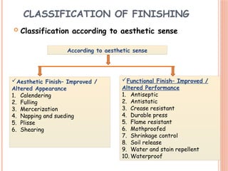 Lecture slides on finishing process of textile | PPT