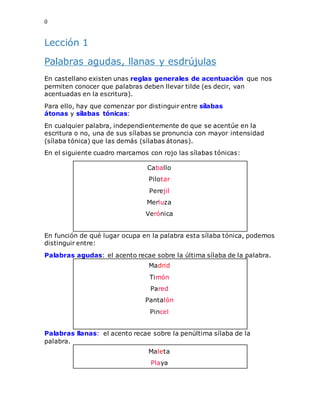 Lección 1 ortografia | DOCX | Poetry | Books and Literature
