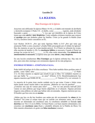 Lección 21 la iglesia | DOC
