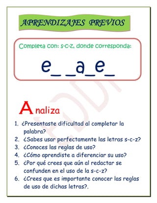 Leccion de uso c s z primaria[1] | PDF