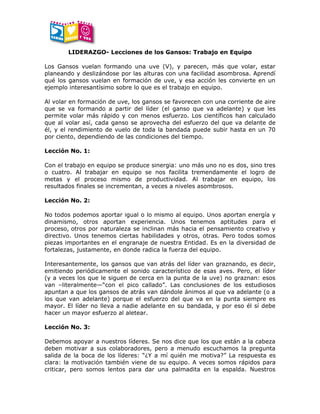 Lecciones de los gansos | DOC