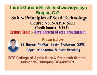 Development of seed programmes | PPT