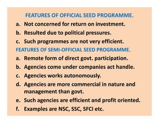 Development of seed programmes | PPT