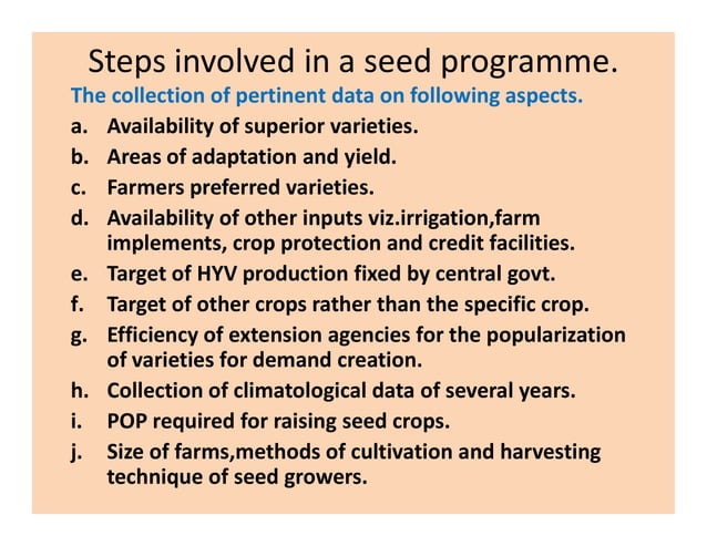 Development of seed programmes | PPT