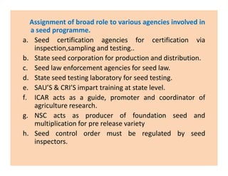 Development of seed programmes | PPT