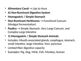 digestive organs of diffrent species of animals | PPT