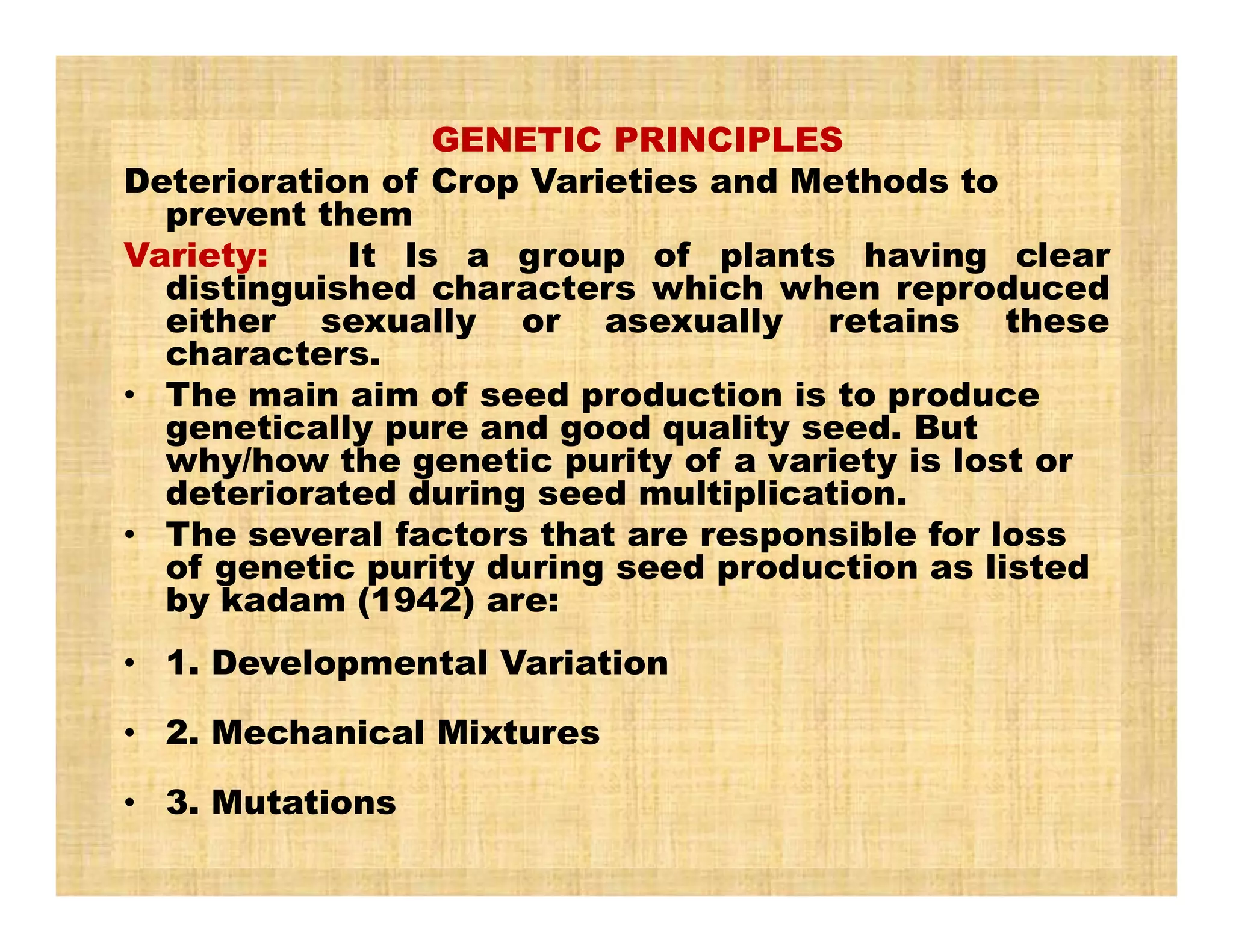 General principles of seed production | PDF