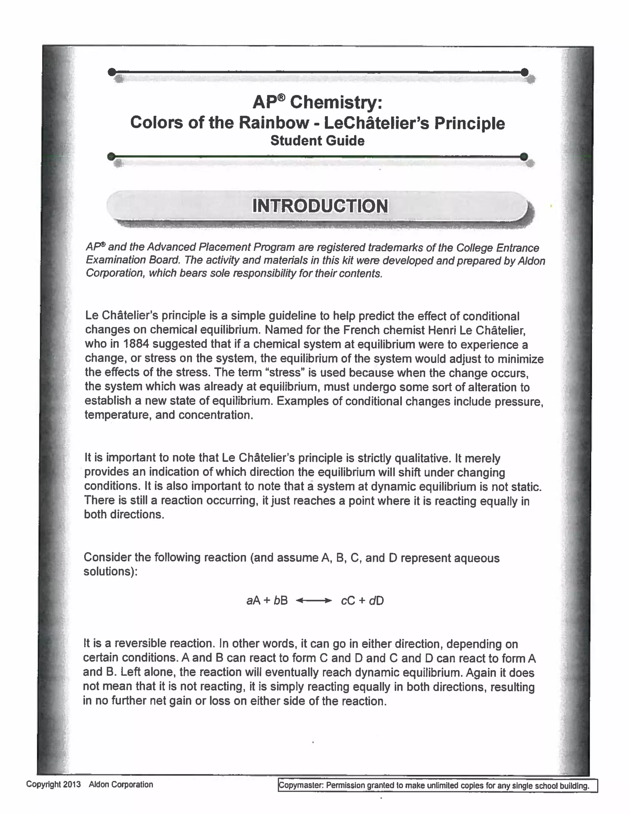 Le chatlier's principle | PDF