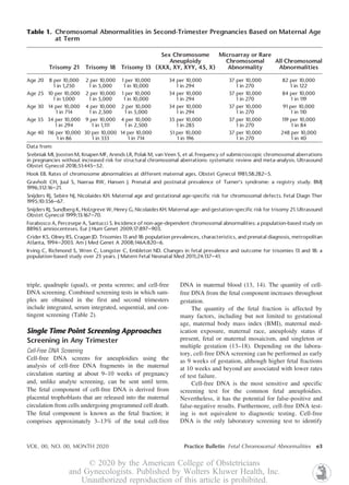 Practice Bulletin #226, Screening for Chromosomal Abnormalities | PDF