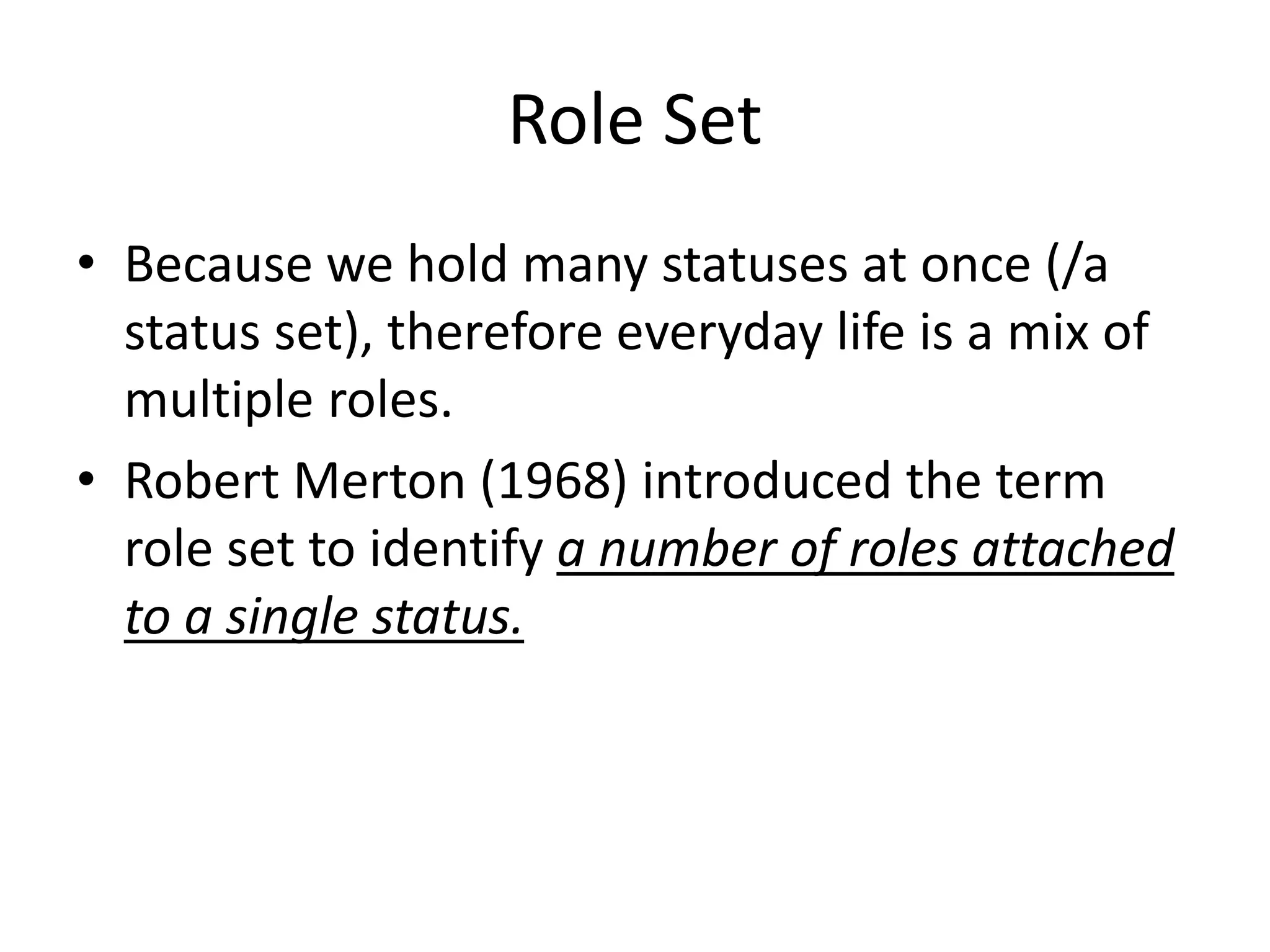Lec iii Role and Status - Imran Ahmad Sajid | PPTX