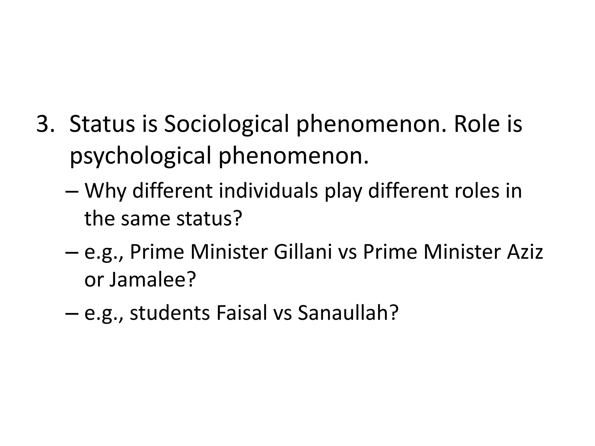 Lec iii Role and Status - Imran Ahmad Sajid | PPTX