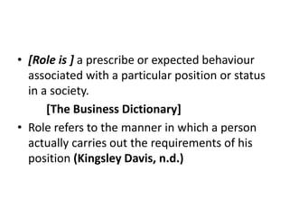Lec iii Role and Status - Imran Ahmad Sajid | PPTX