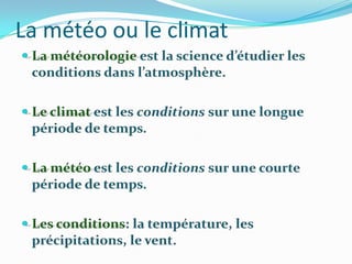 Le climat et la météo | PPTX