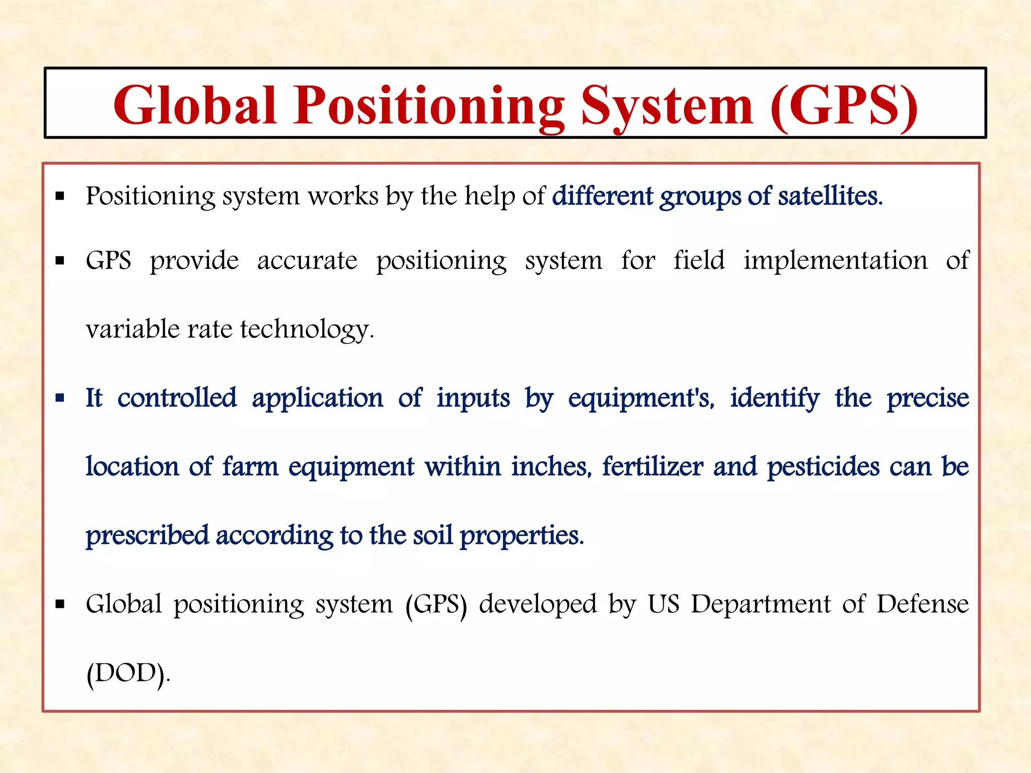 Global positioning system (gps) and its application in precision ...
