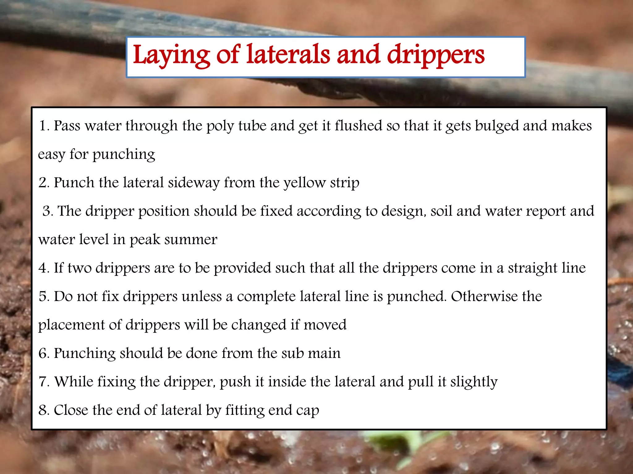 Design, layout and installation of drip and fertigation in precision ...