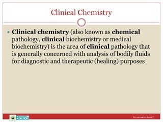 clinical chemistry - blood Analysis | PPTX