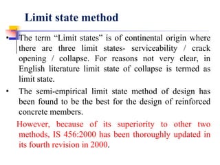 Limit state design of RCC concrete structures | PPTX
