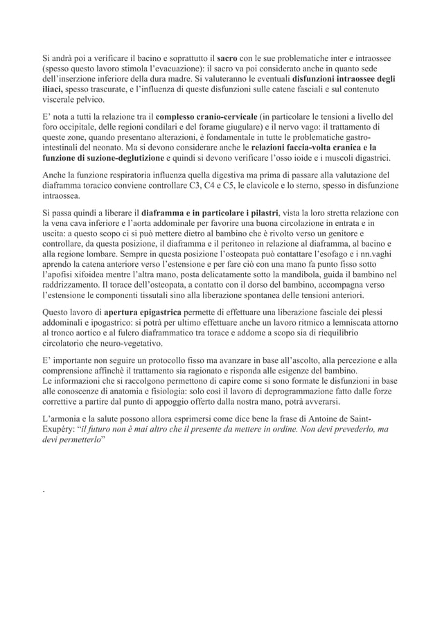 LE COLICHE DEL NEONATO: CAUSE E TRATTAMENTO OSTEOPATICO | PDF