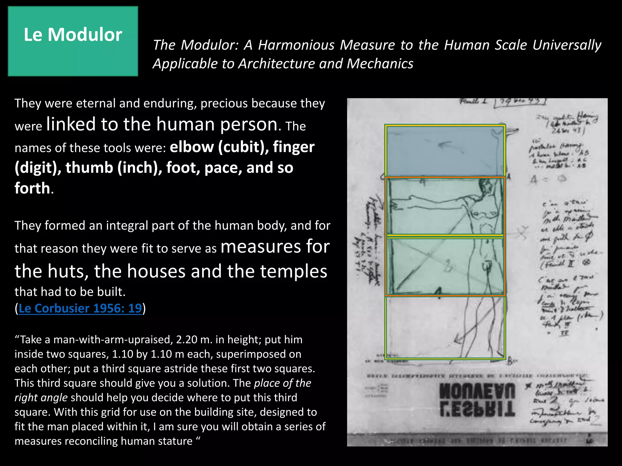 Le Corbusier - manifestation of human scale into mathematical truths | PPT