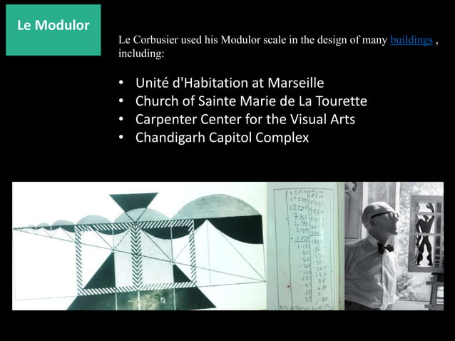 Le Corbusier - manifestation of human scale into mathematical truths | PPT
