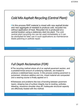asphalt Pavement rehabilitation through recycling | PDF