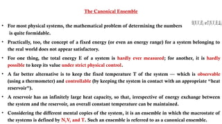 Statistical Mechanics - Canonical Ensemble | PPTX