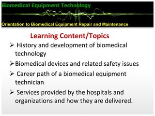 Lecture 01: Bio medical Equipment Technology | PPT