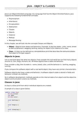 Lect 1-java object-classes | PDF