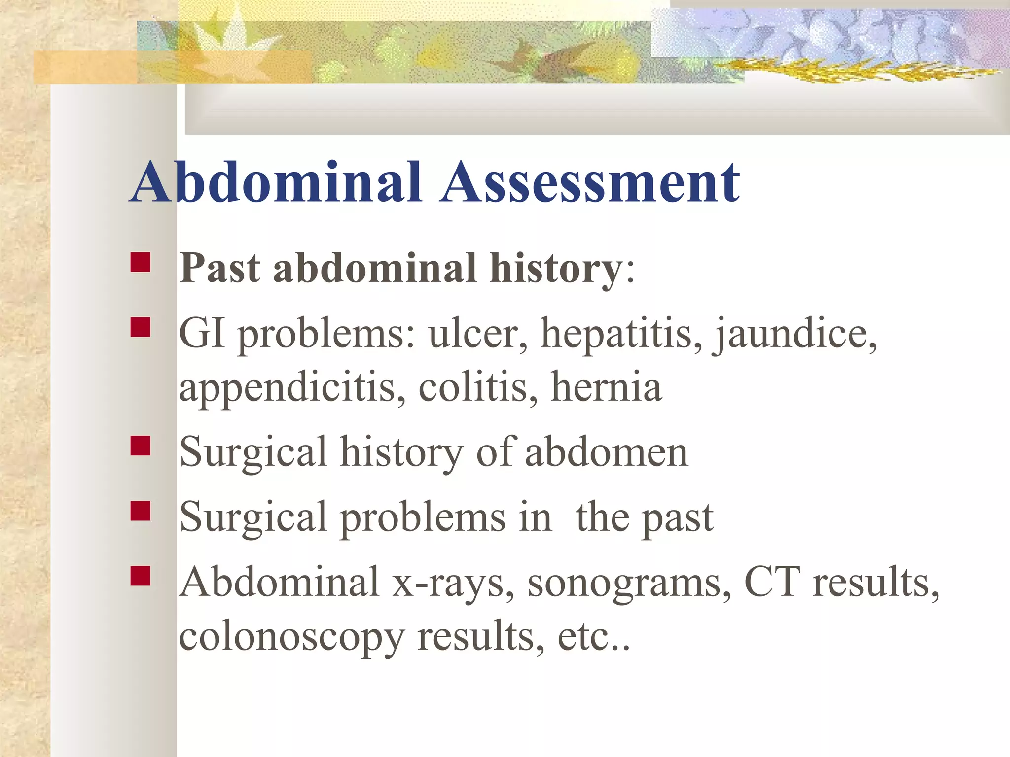 abdominal assessment | PPT